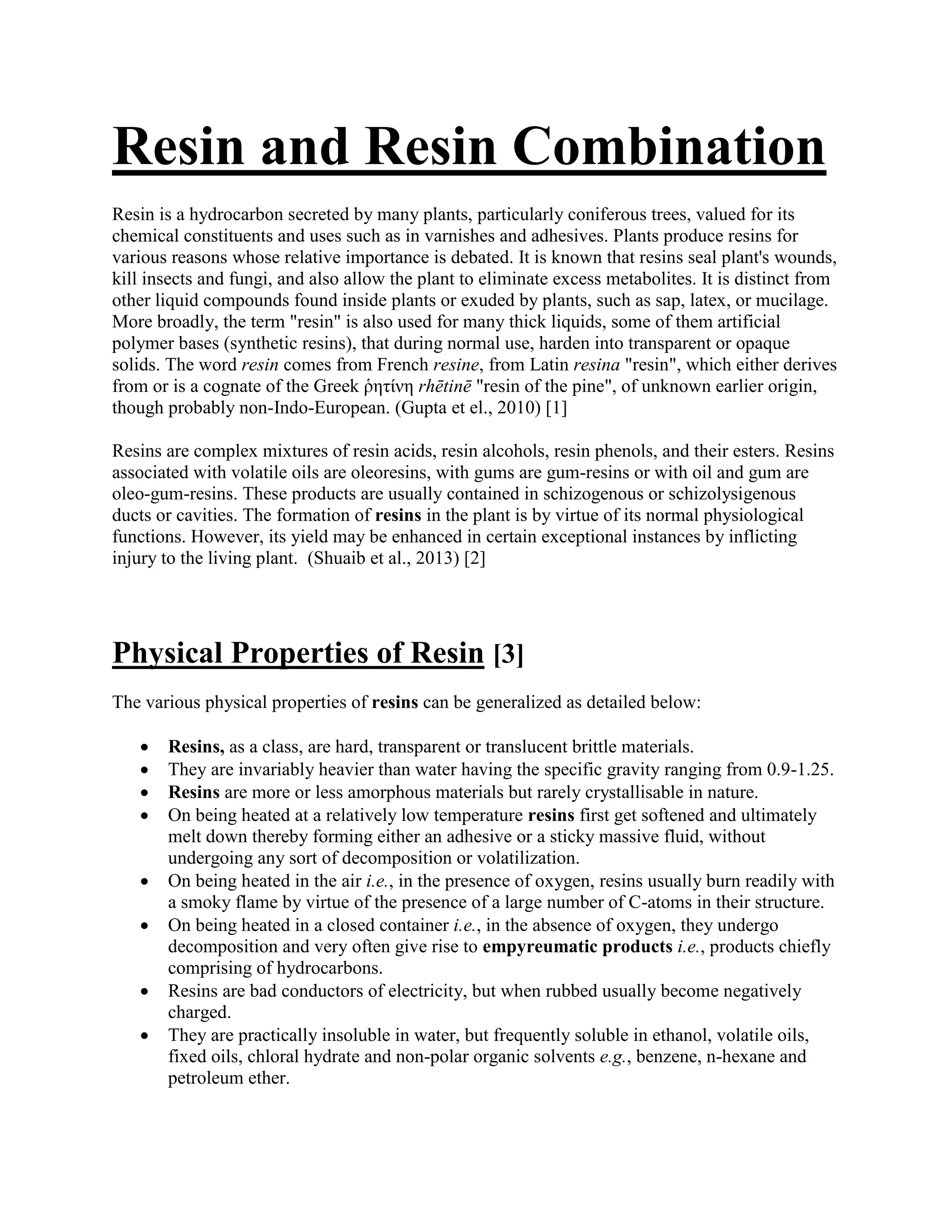 Resin and resin combination | PDF