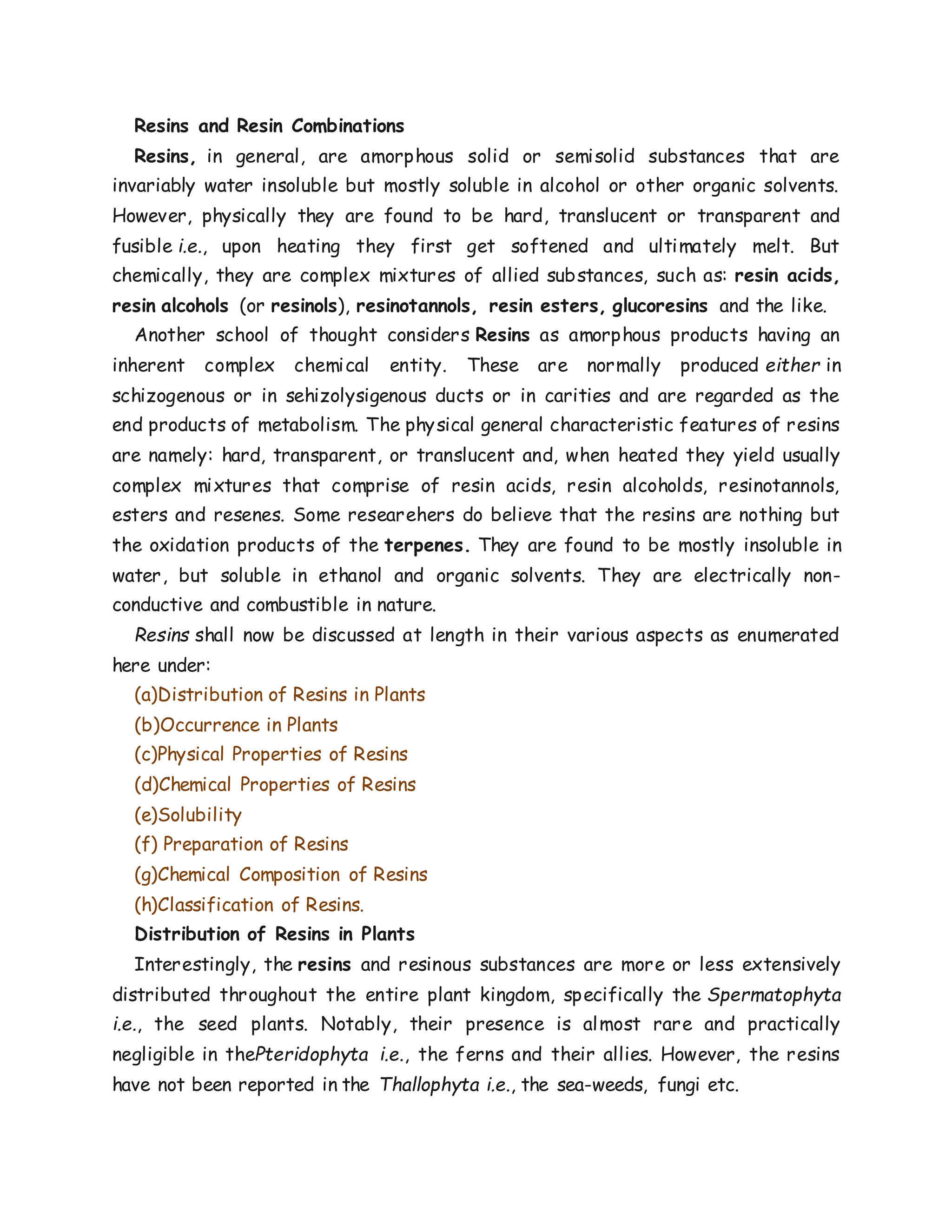Resin combinations lecture notes | DOCX