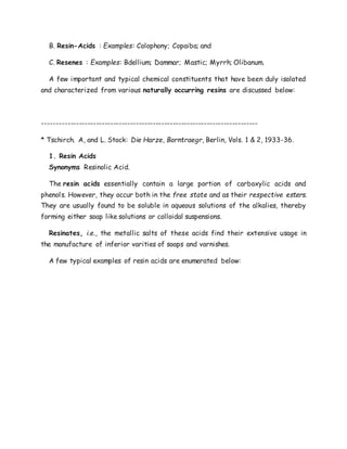 Resin combinations lecture notes | DOCX