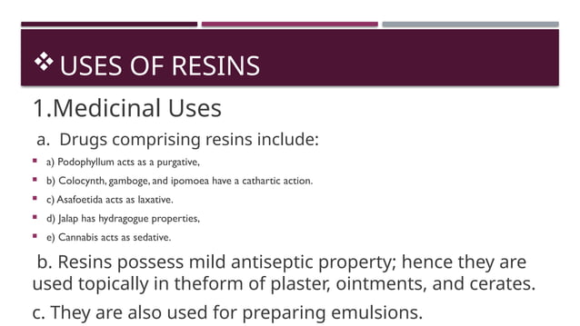 RESINS PHARMACOGNOSY PPT STUDY MATERIAL.pptx