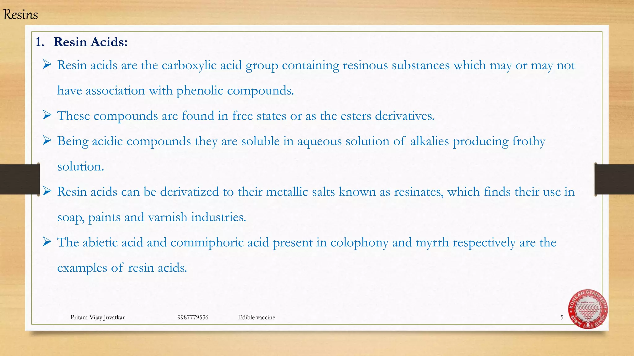 Resins | PPTX | Chemistry | Science