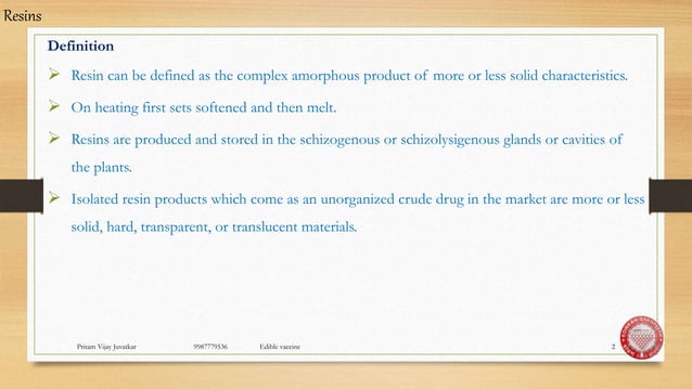 Resins | PPTX | Chemistry | Science