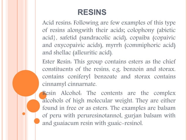 Resins and resin combinations | PPTX