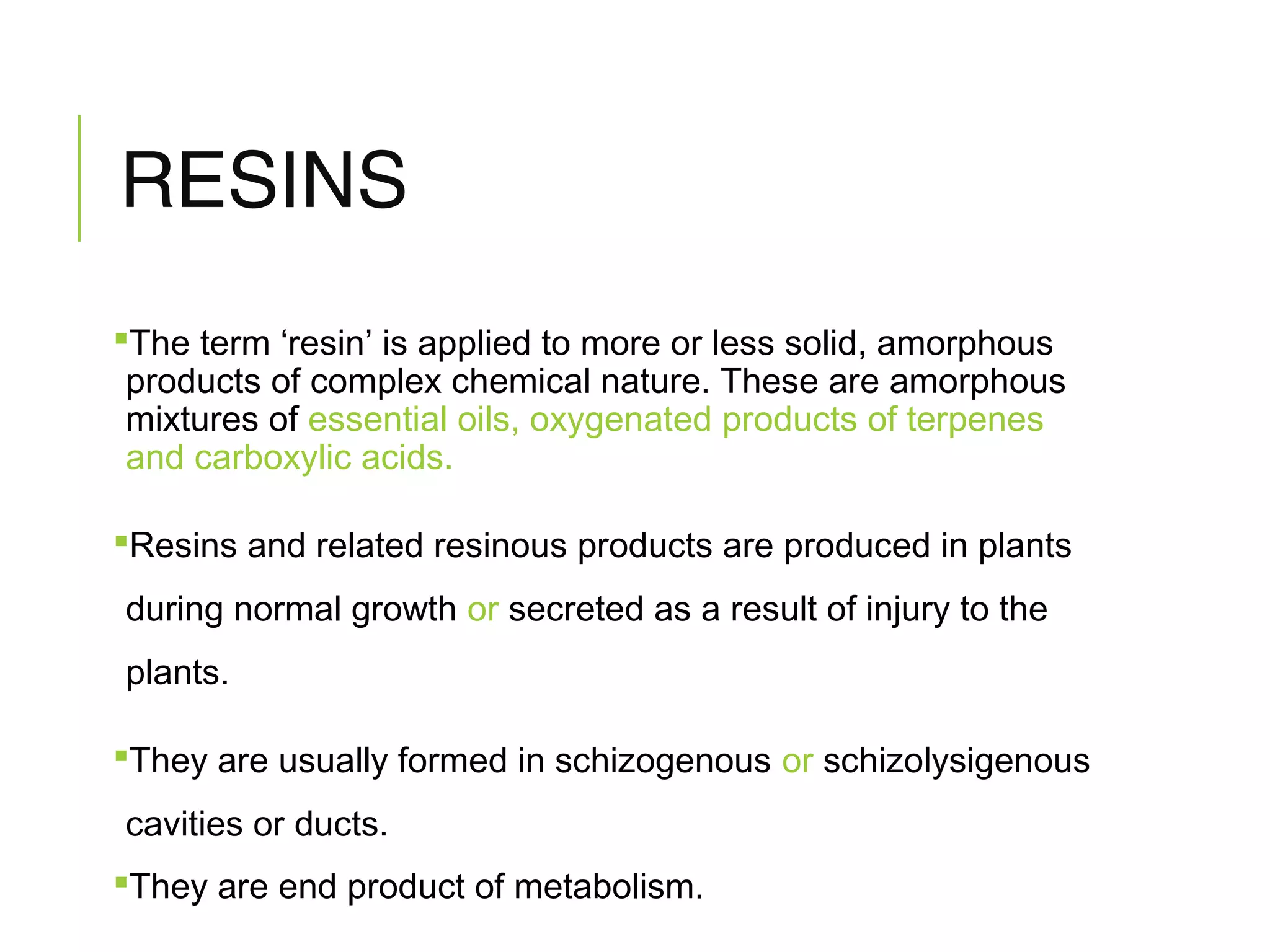 Resins and resin combinations by faseeha | PPT