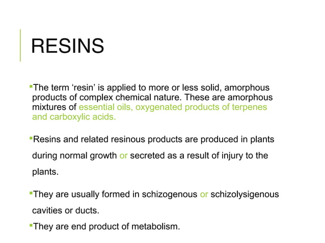 Resins and resin combinations by faseeha | PPT