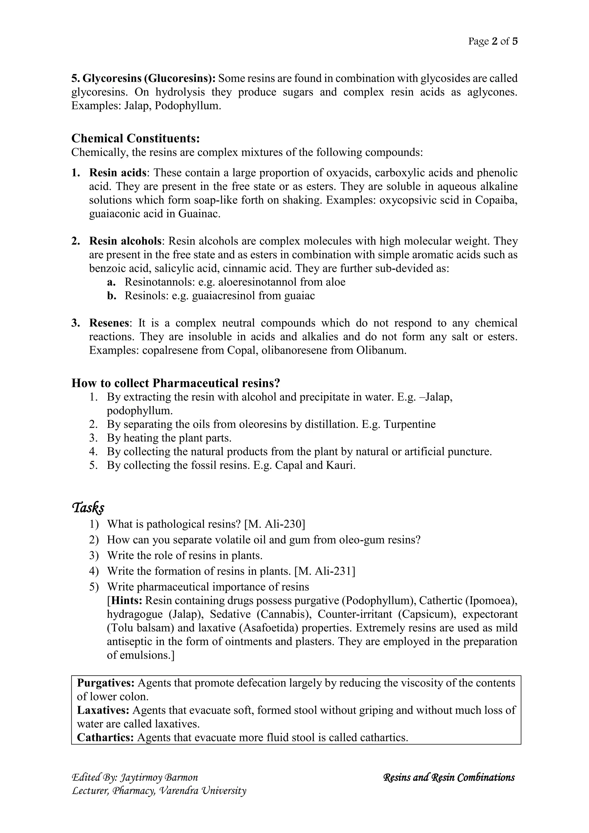 Resins and resins combinations | PDF