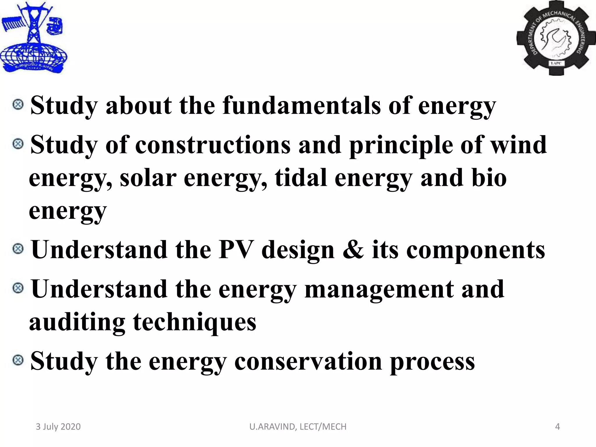 Renewable Energy Sources & Energy Conservation (RES&EC) Diploma ...
