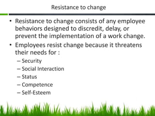 Resistance and types of resistance to change | PPTX
