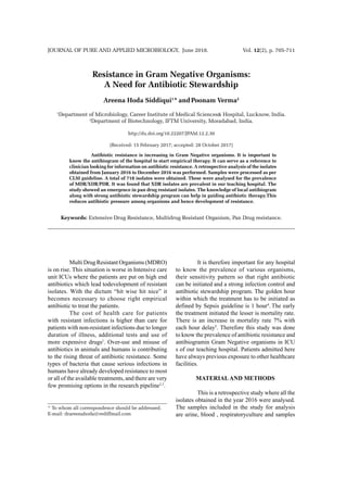 Resistance in gram negative organisms a need for antibiotic stewardship ...