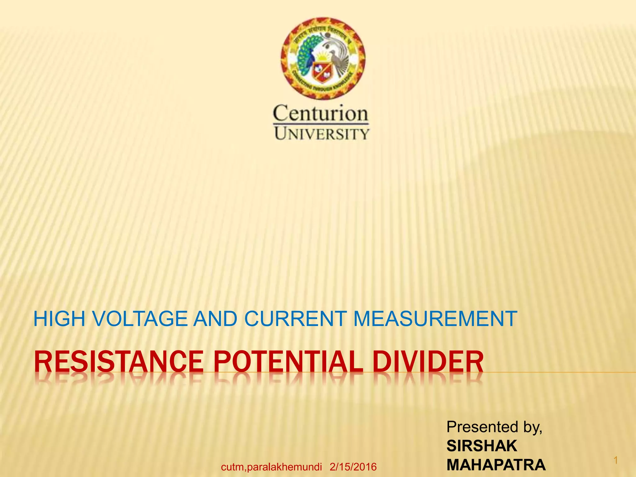 Resistance potential divider | PPTX