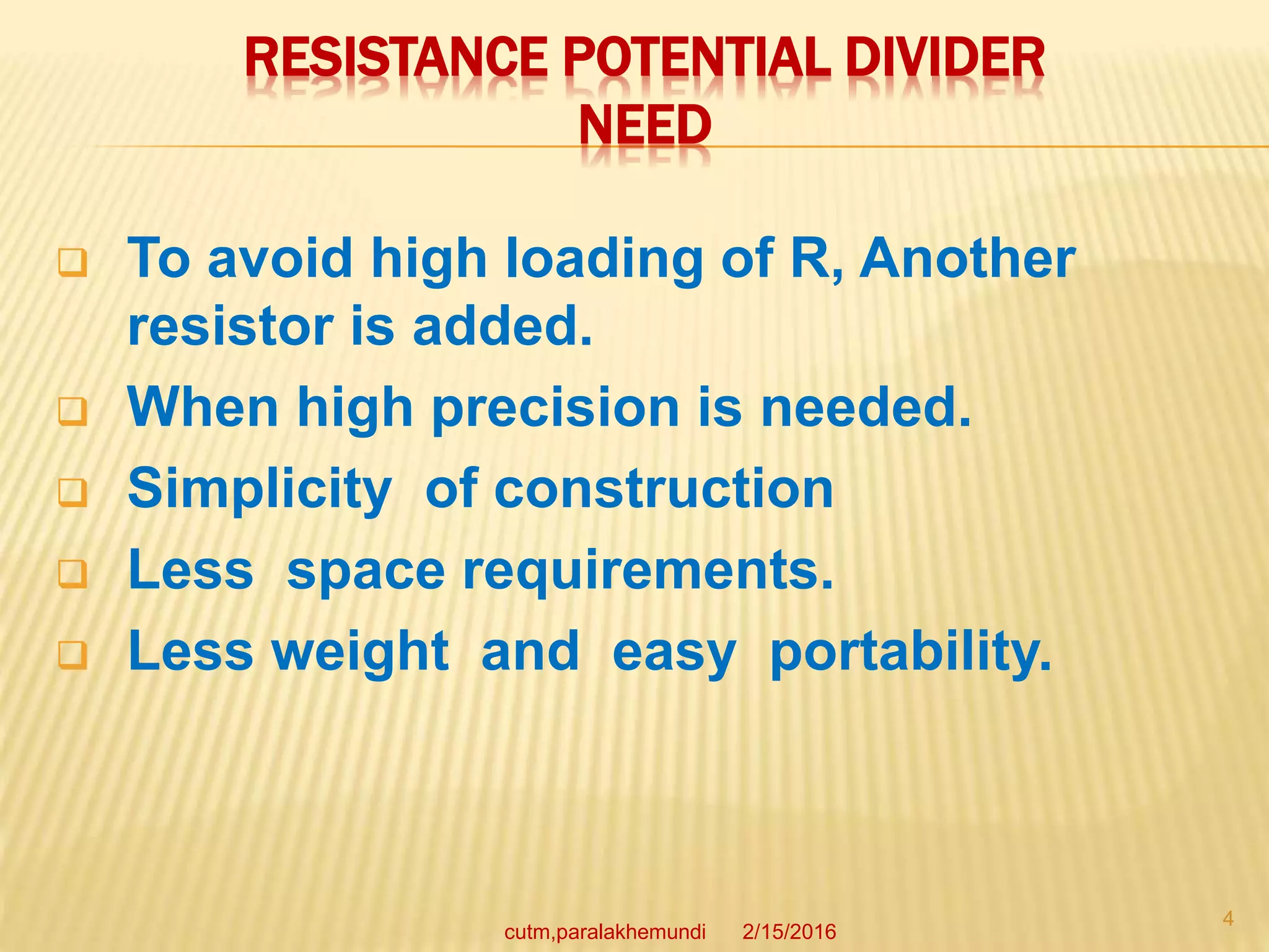 Resistance potential divider | PPTX