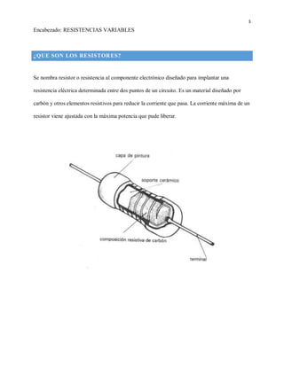 Resistencias variables | PDF