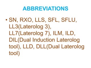 conventional resistivity logs | PPTX