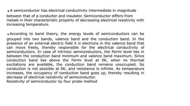 Resistivity of semiconductor by four probe method.pptx
