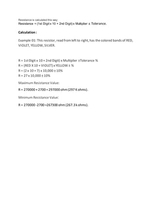 Resistor colour code. | DOCX