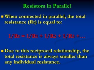 Resistors measurement in series and parallel circuits | PPT