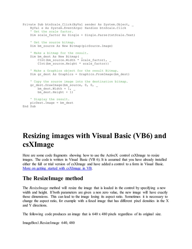 Resize image vb.net | Graphics Software | Computer Software and Applications