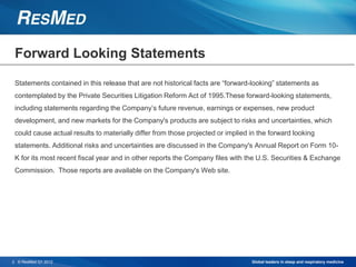 Resmed q1 2012 ir presentations 1 | PPT