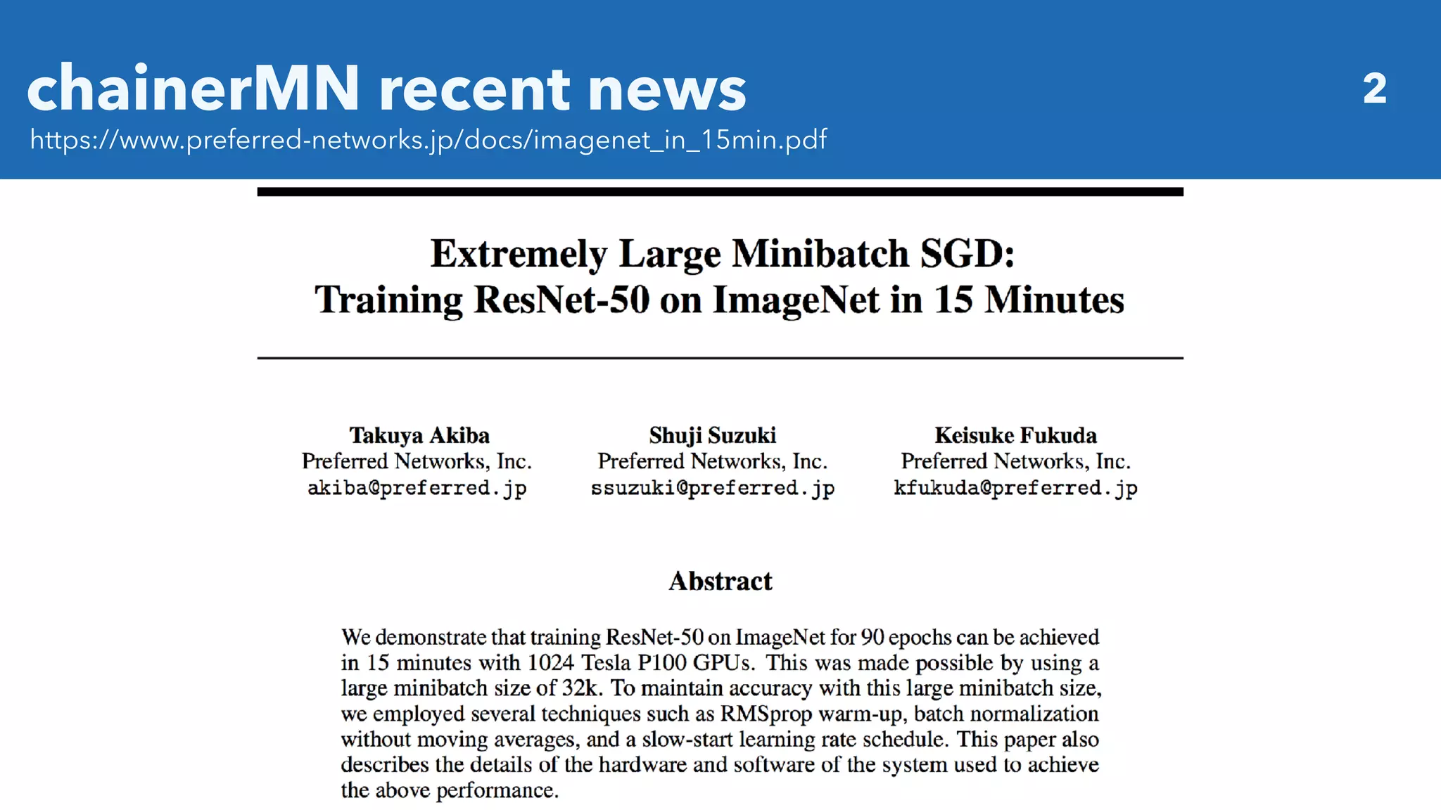 Training ImageNet-1k ResNet50 in 15min pfn | PDF