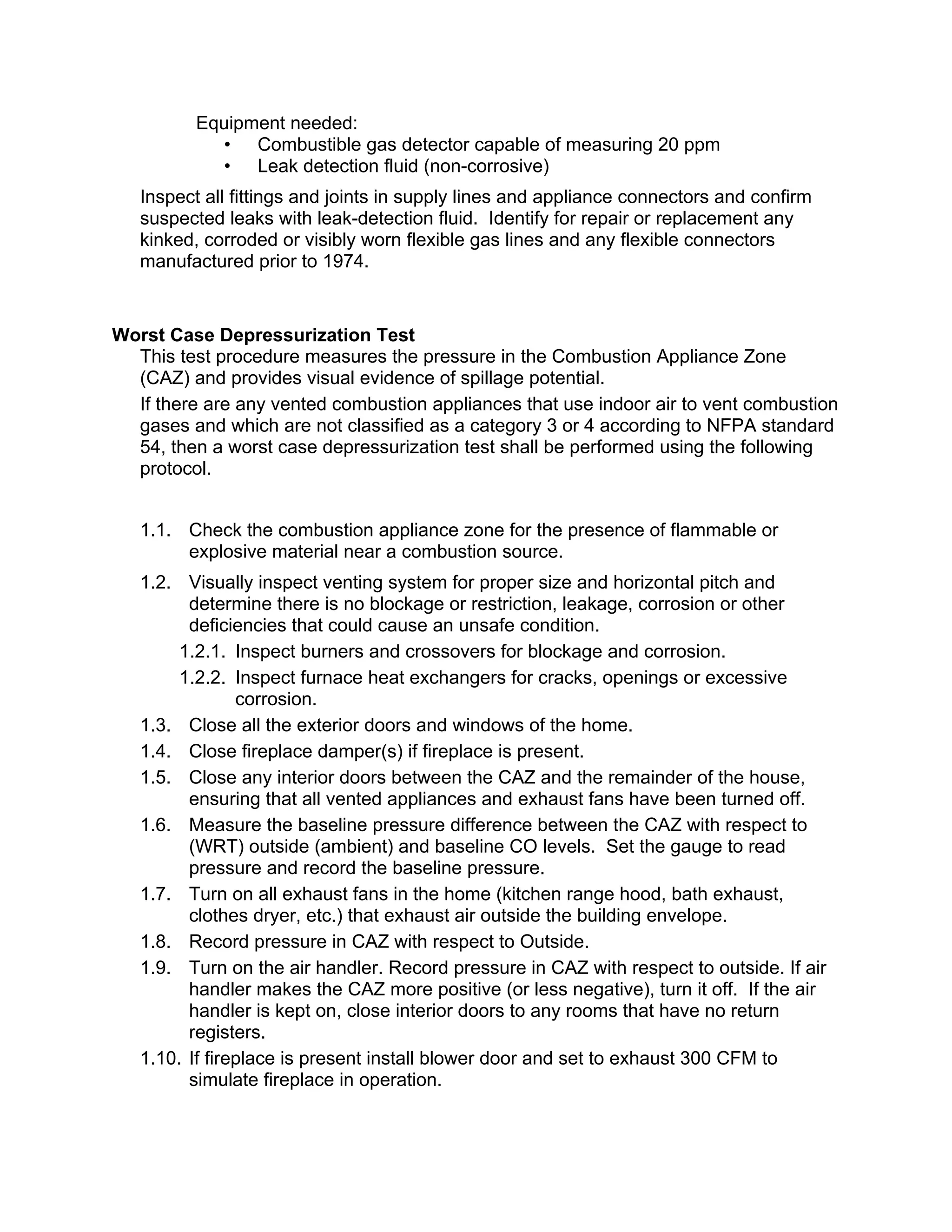 RESNET: Interim Guidelines for Combustion Safety Scope of Work | PDF