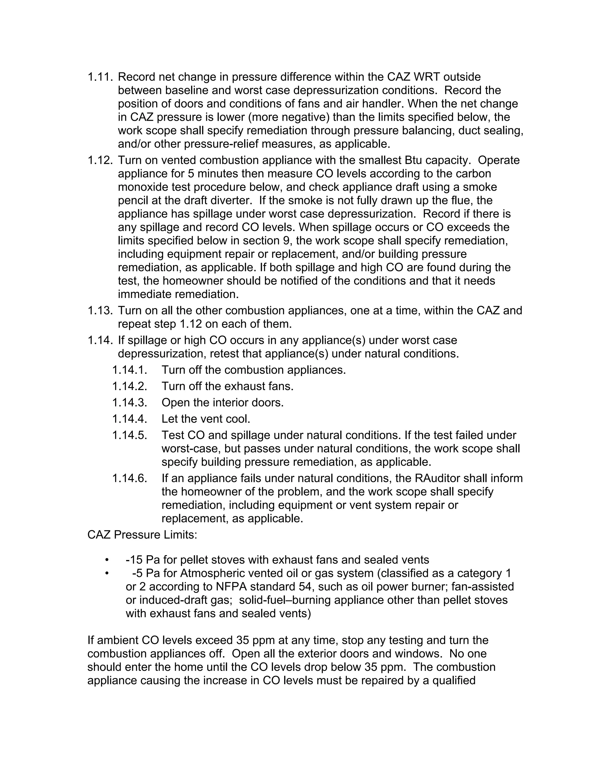 RESNET: Interim Guidelines for Combustion Safety Scope of Work | PDF