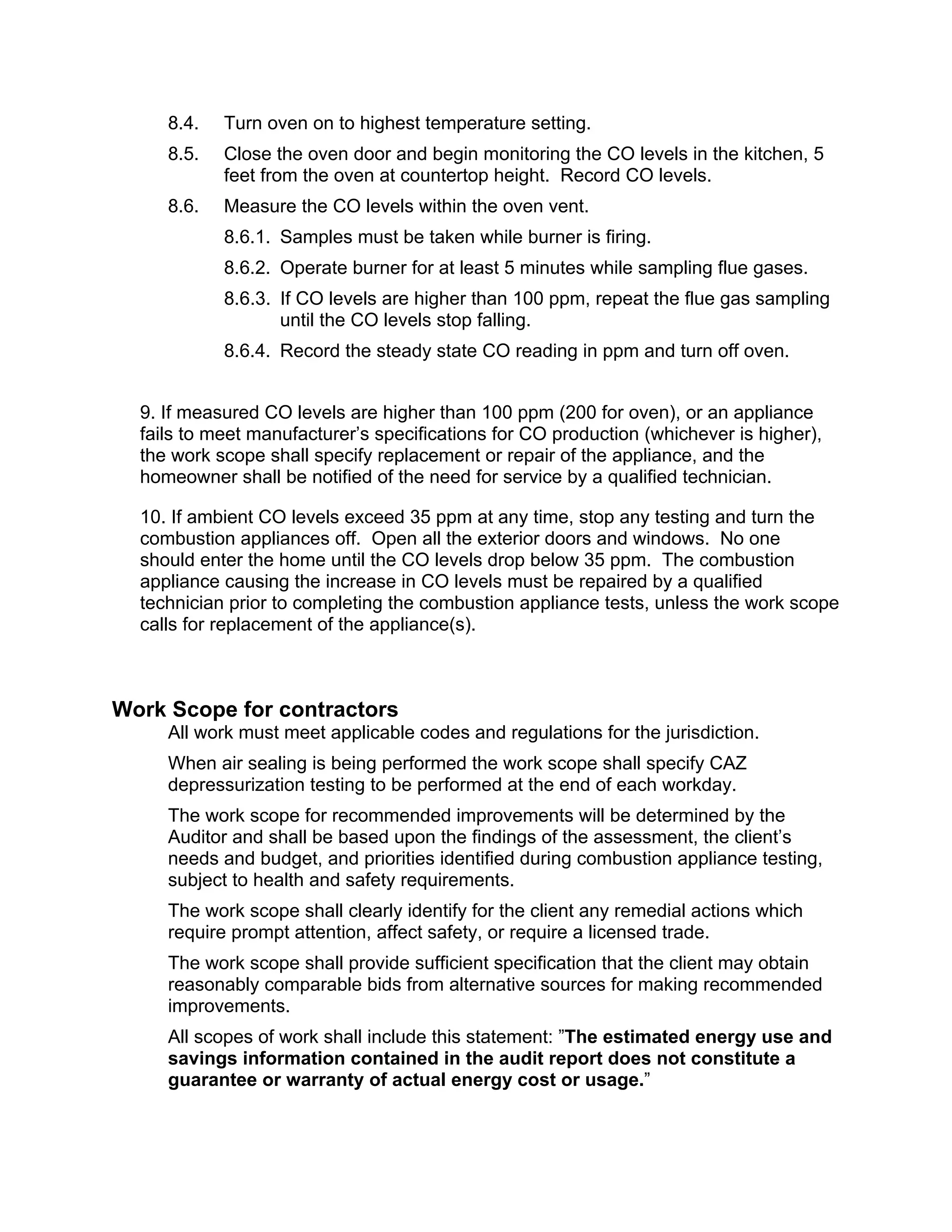 RESNET: Interim Guidelines for Combustion Safety Scope of Work | PDF