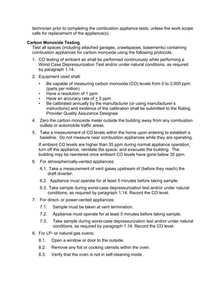 RESNET: Interim Guidelines for Combustion Safety Scope of Work | PDF