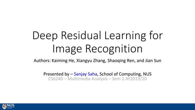 ResNet basics (Deep Residual Network for Image Recognition) | PDF