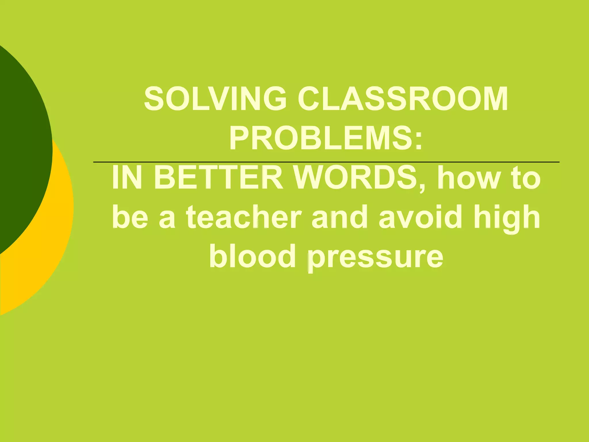 Solving classroom problems | PPT