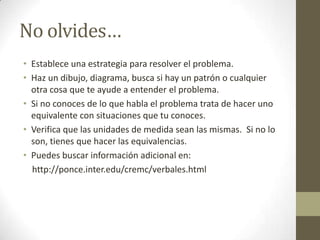 Resolución de problemas verbales | PPTX