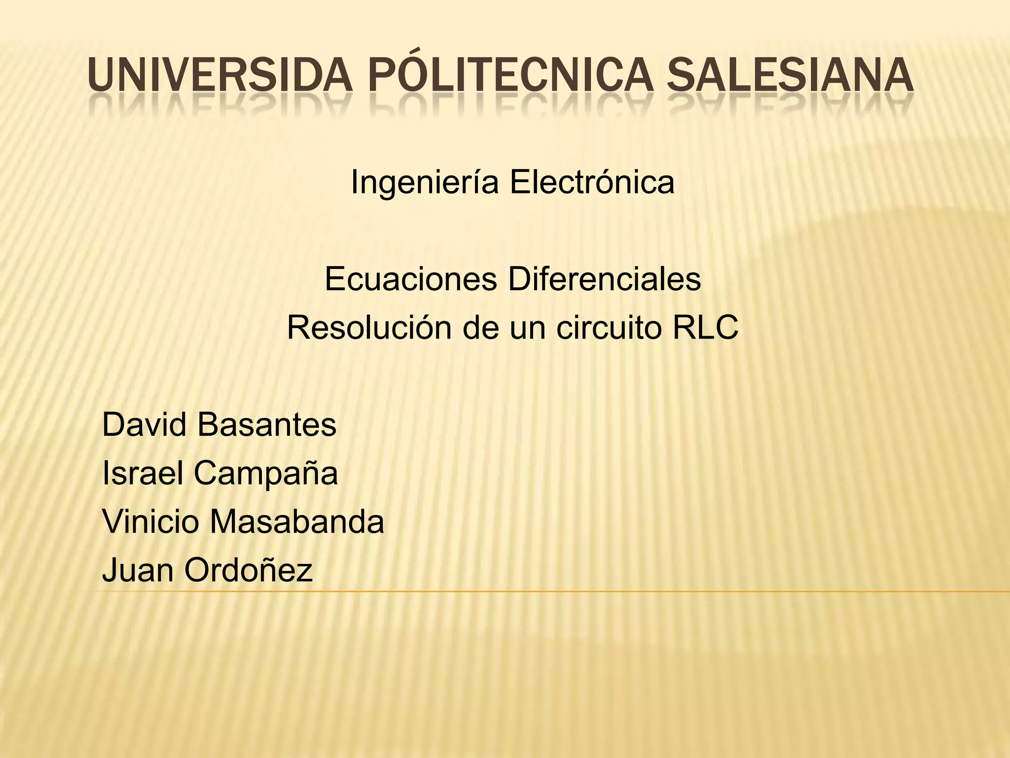 Resolucion de un circuito rlc en matlab | PPT