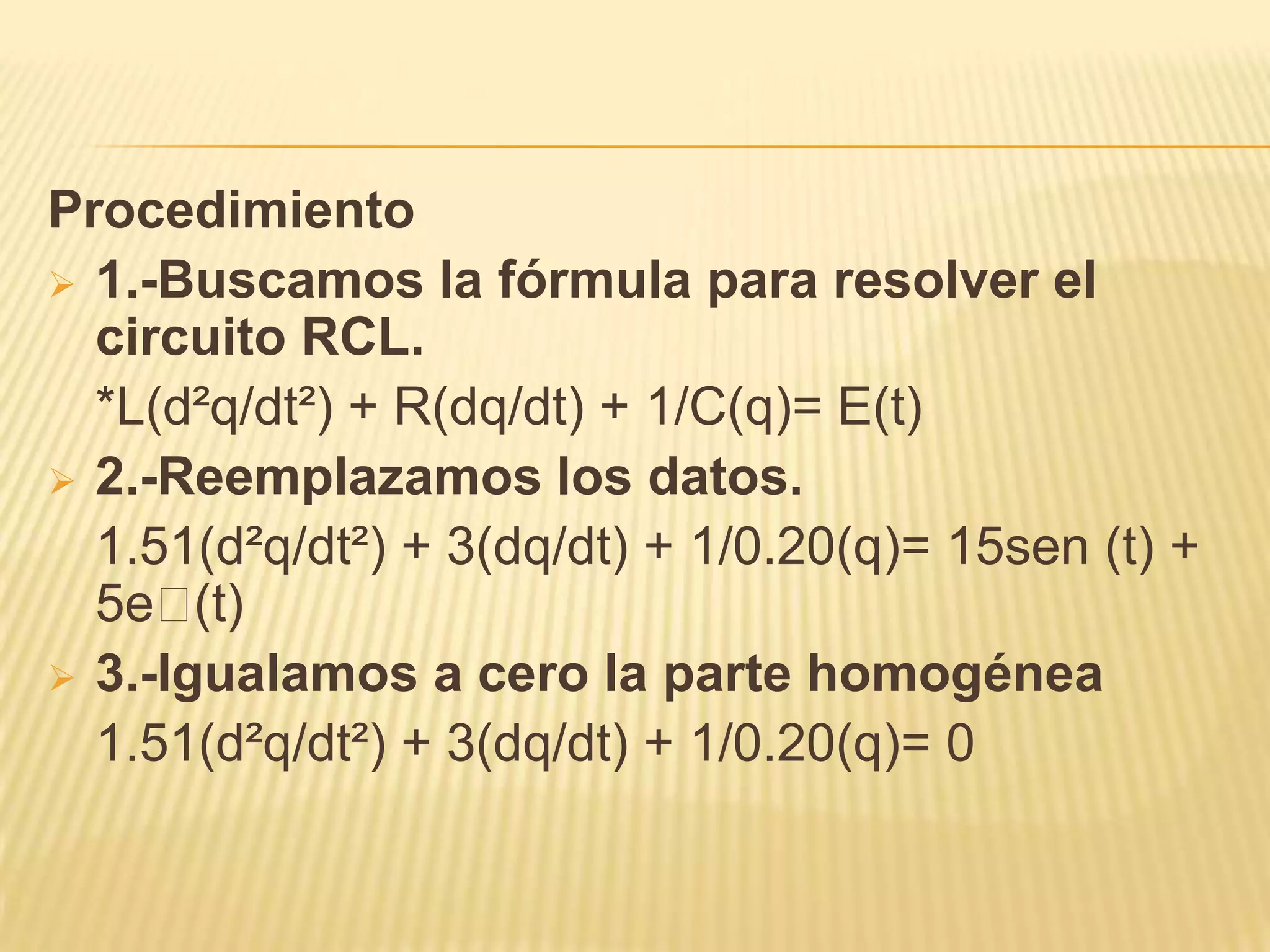 Resolucion de un circuito rlc en matlab | PPT