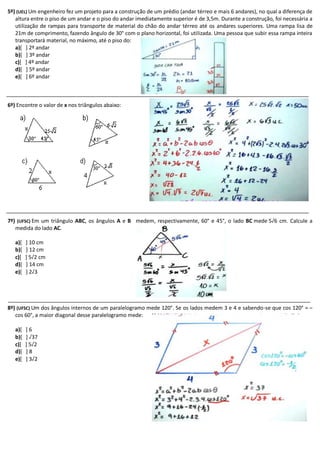 Resolução exercicios 01 Trigonometria | PDF