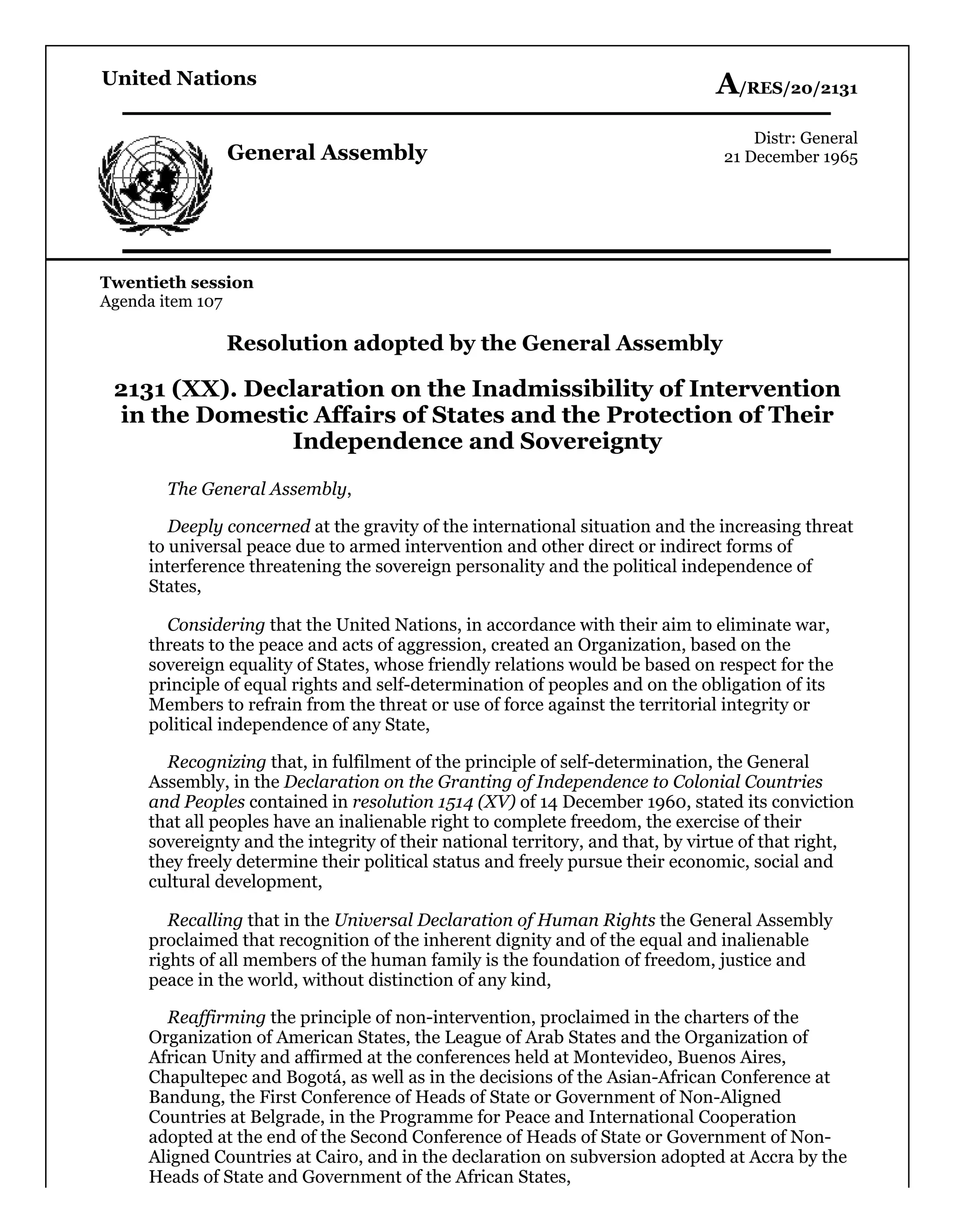 Resolution 2131 | PDF