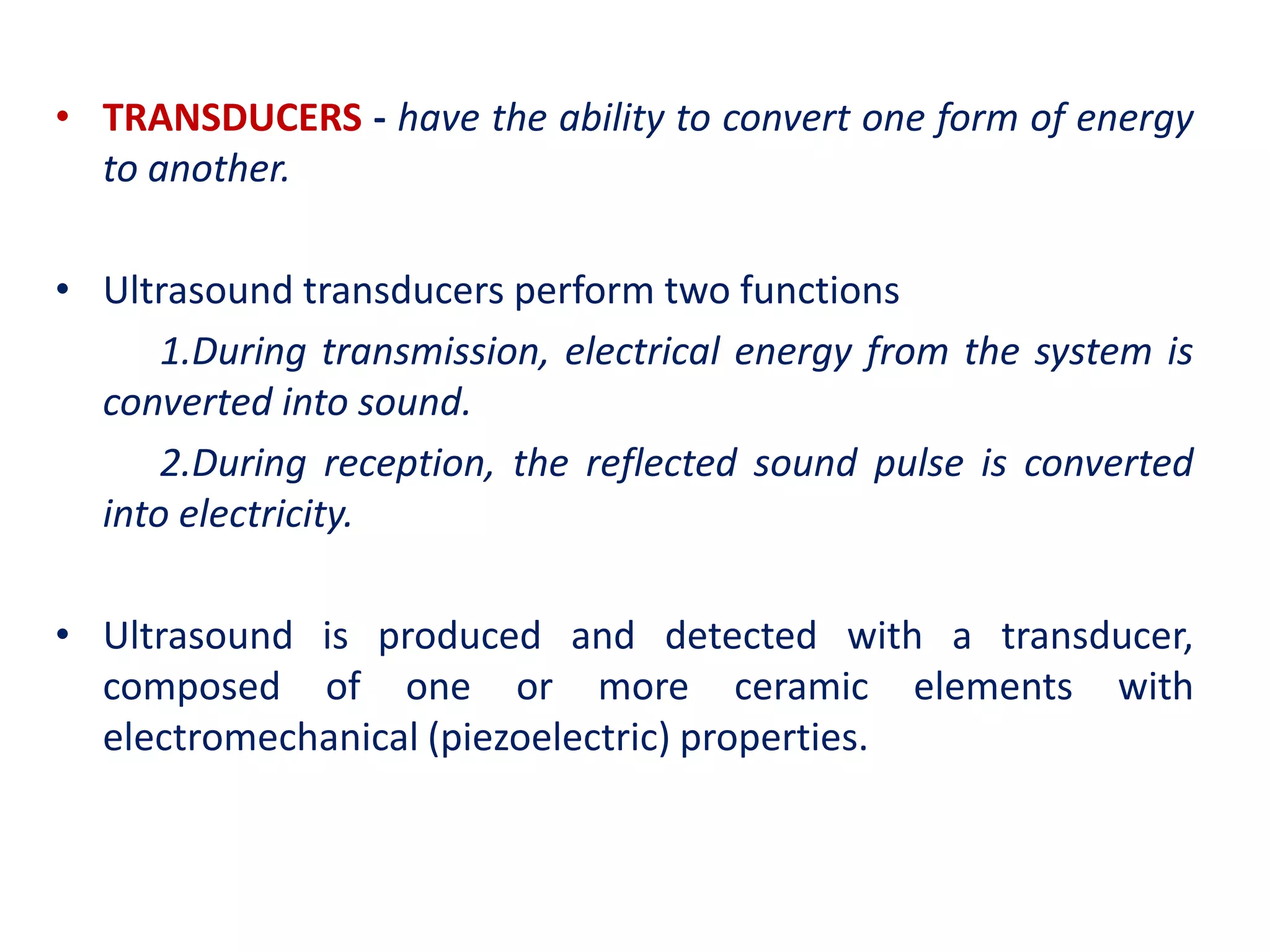 Resolution and different transducers | PPTX