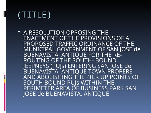 RESOLUTION MAKING for Secondary Supreme Learners Government (SSLG ...