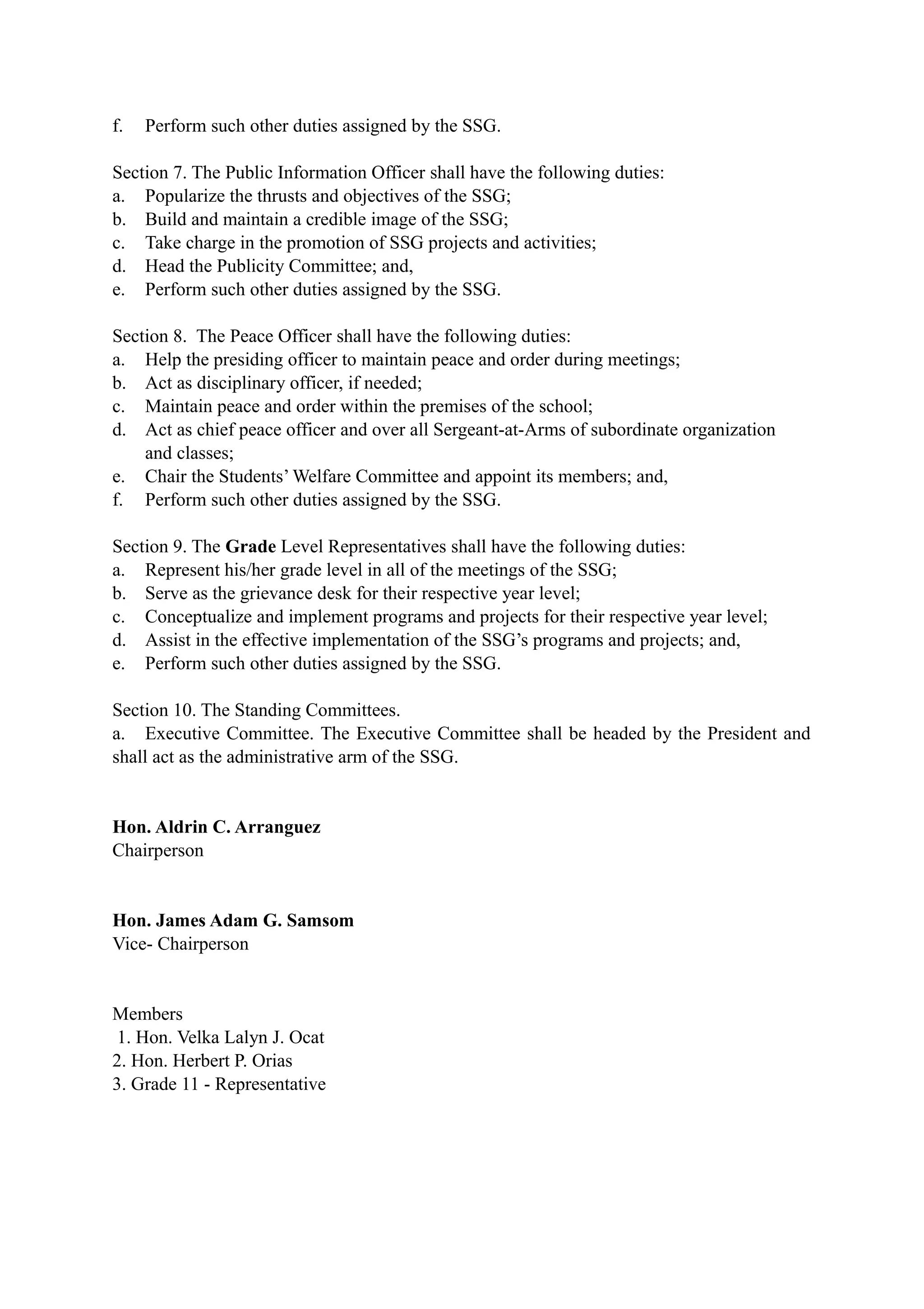 SSG Internal rules and Regulations | DOC