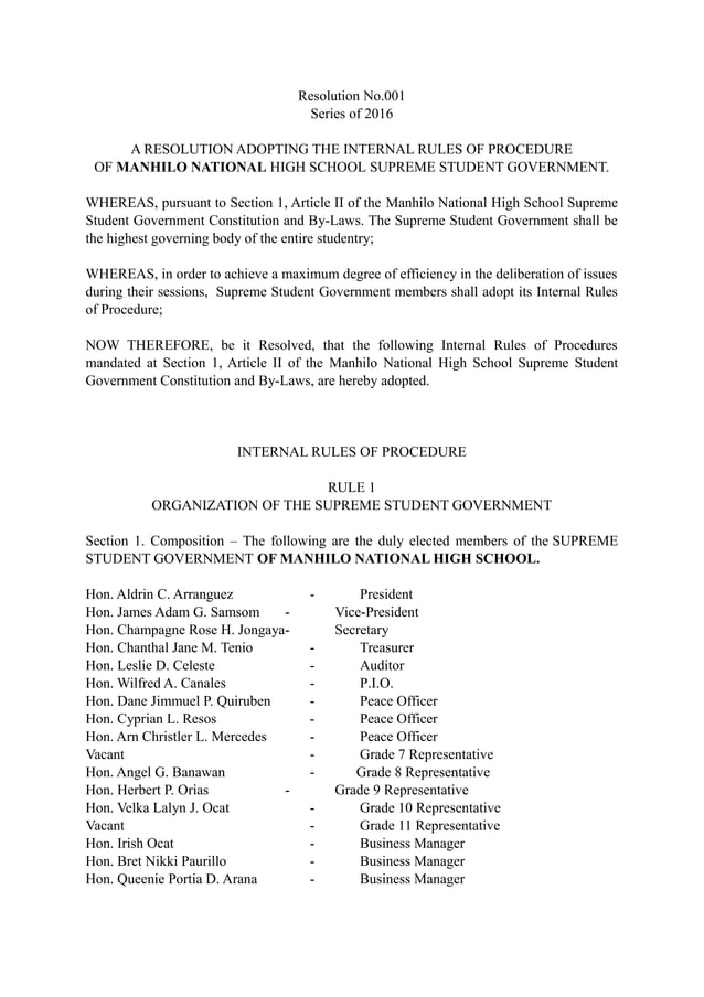 SSG Internal rules and Regulations