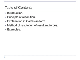 Resolution of a force | PPTX