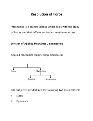 Resolution of Force Notes - Engineering Diploma | PDF