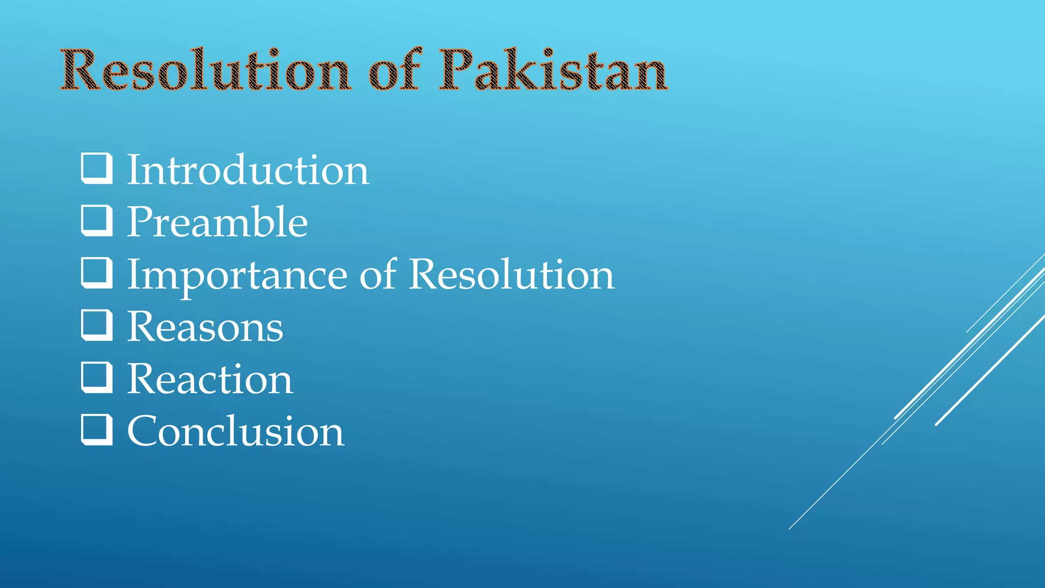 Resolution of pakistan | PPTX
