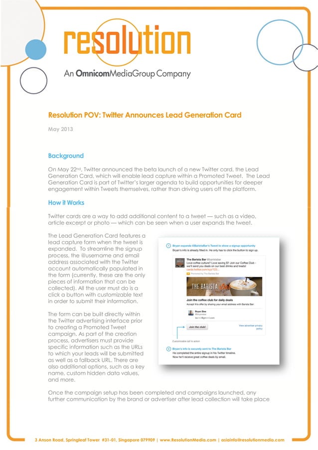 Twitter Lead Generation Cards - Resolution POV | PDF