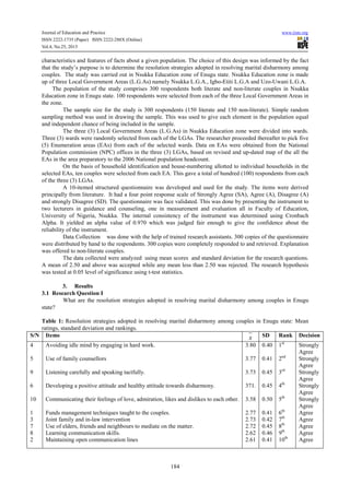 Resolution strategies adopted in resolving marital disharmony among couples in enugu state | PDF ...
