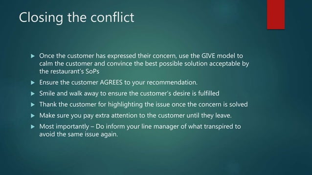 Resolve customer conflict - Waiter | PPTX