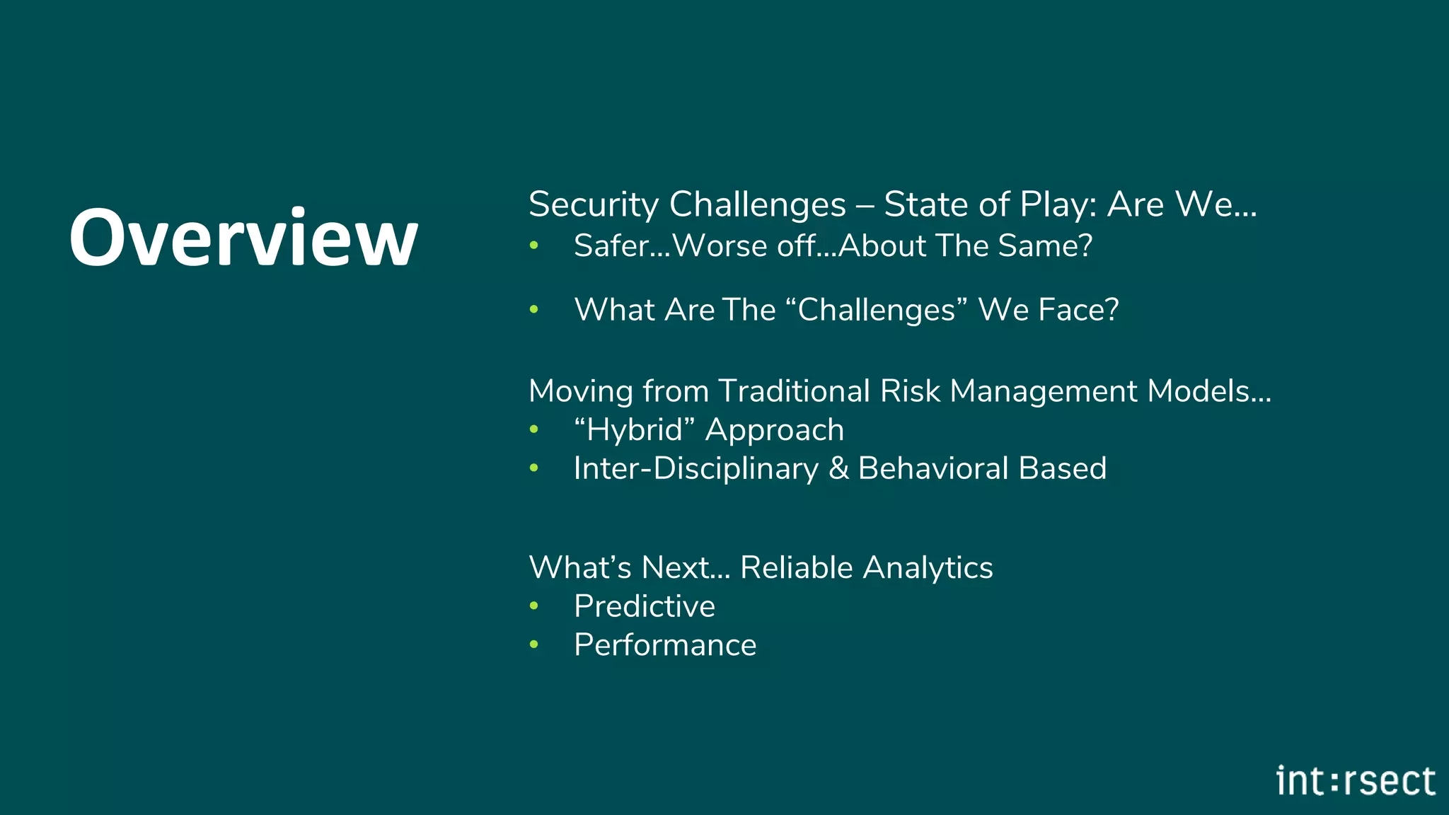 Security Trends: From "Silos" to Integrated Risk Management | PPT
