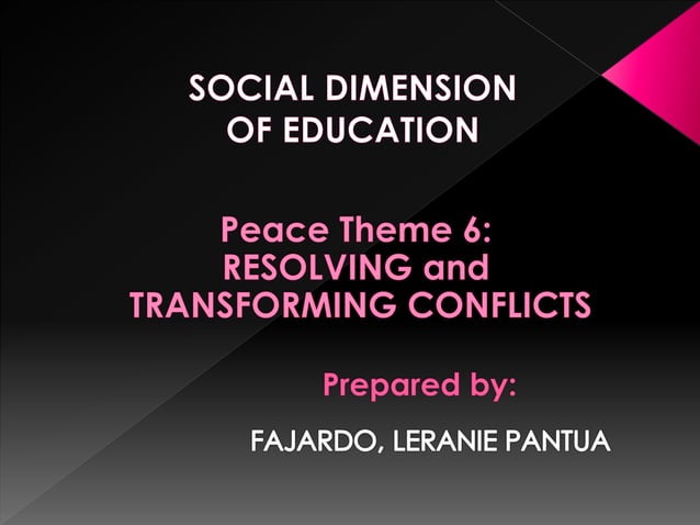 PEACE Theme 6 :Resolving and transforming conflicts | PPTX
