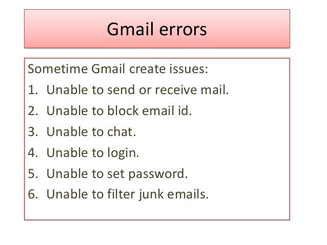 Resolving gmail errors