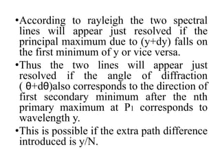 RESOLVING POWER OF A PLANE DIFFRACTION GRATING THEORY.pptx