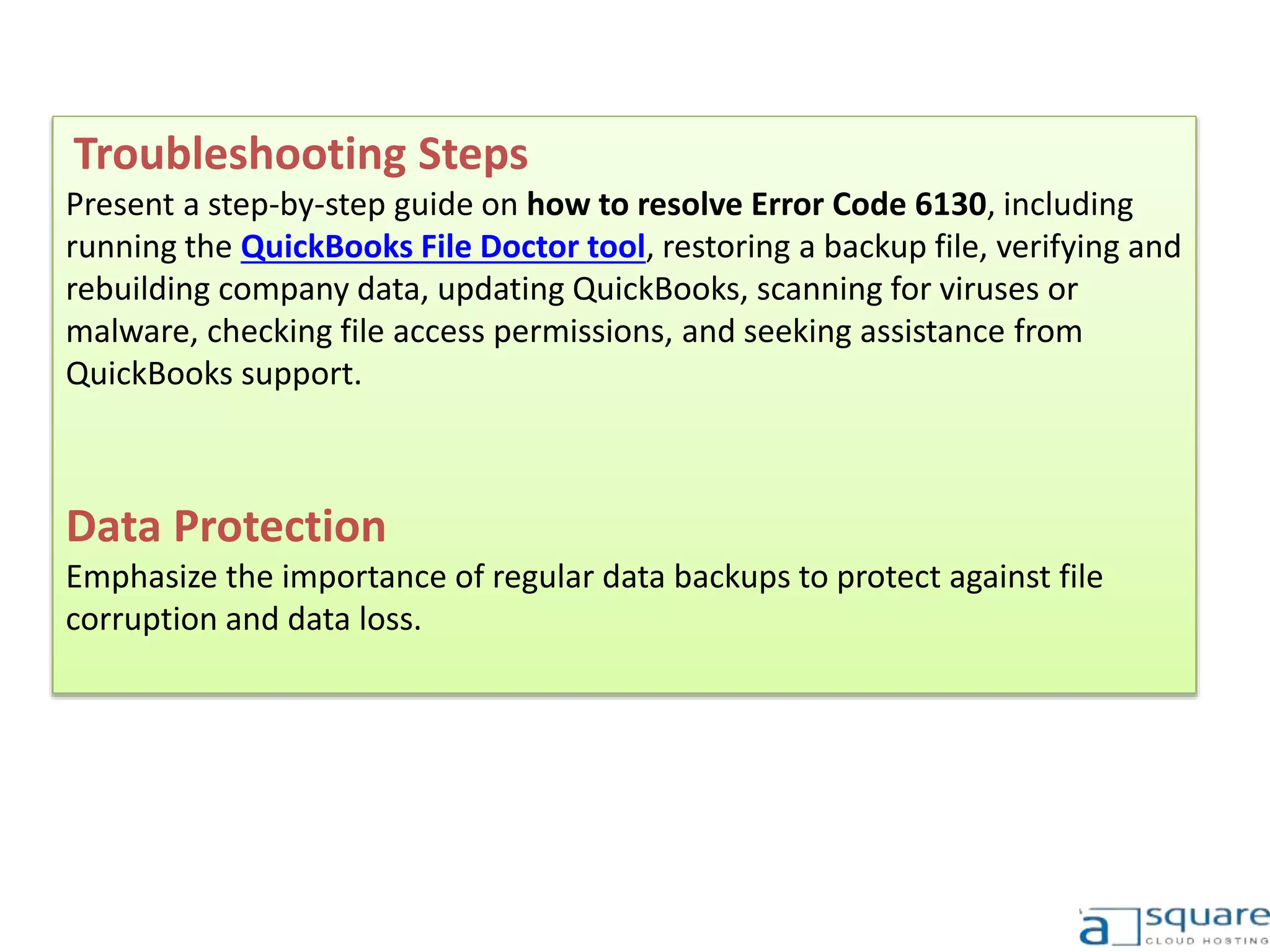 Resolving QuickBooks Error Code 6130: Troubleshooting Guide | PPT