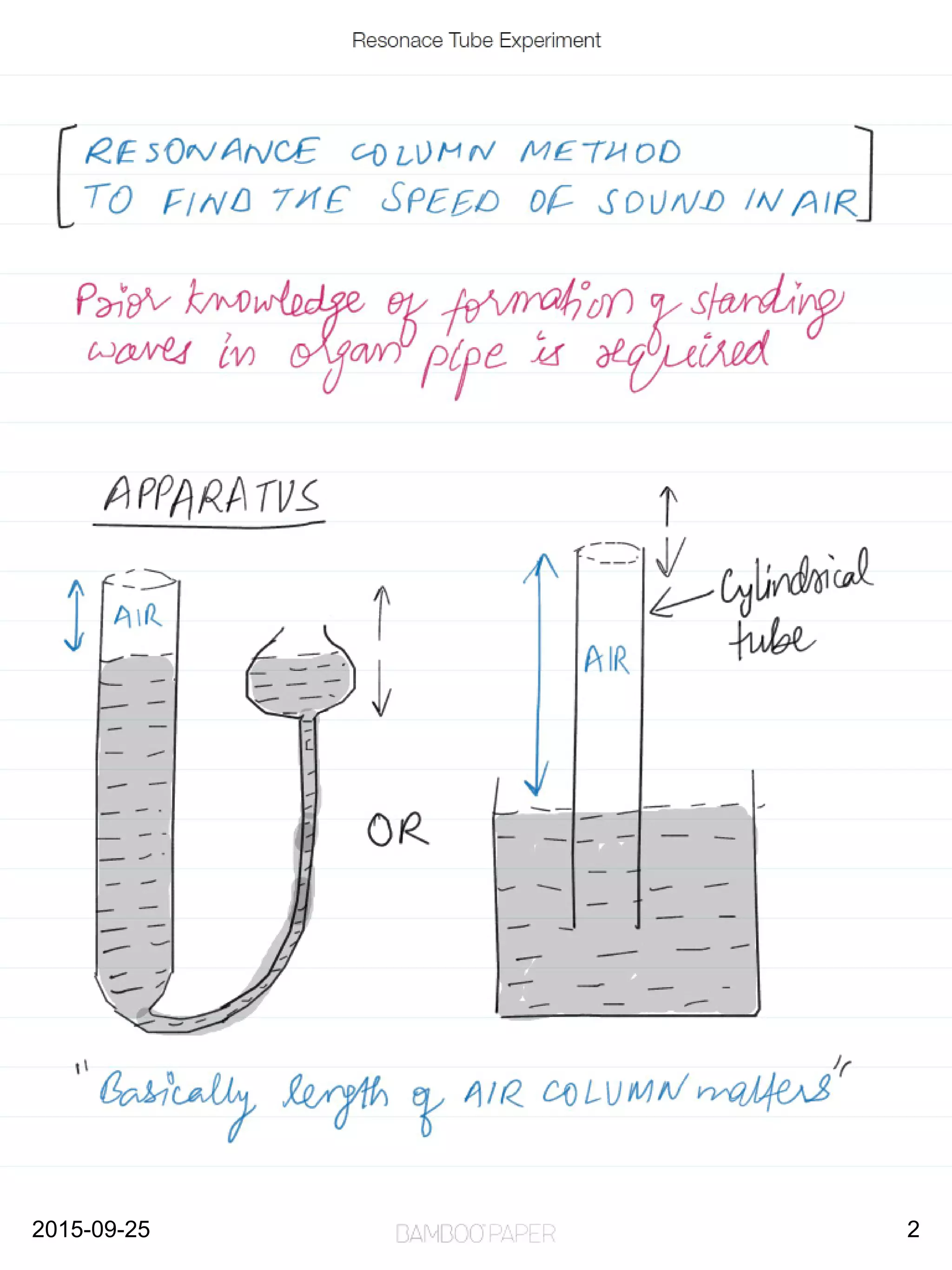 Resonance Column Experiment to find the speed of sound | PDF